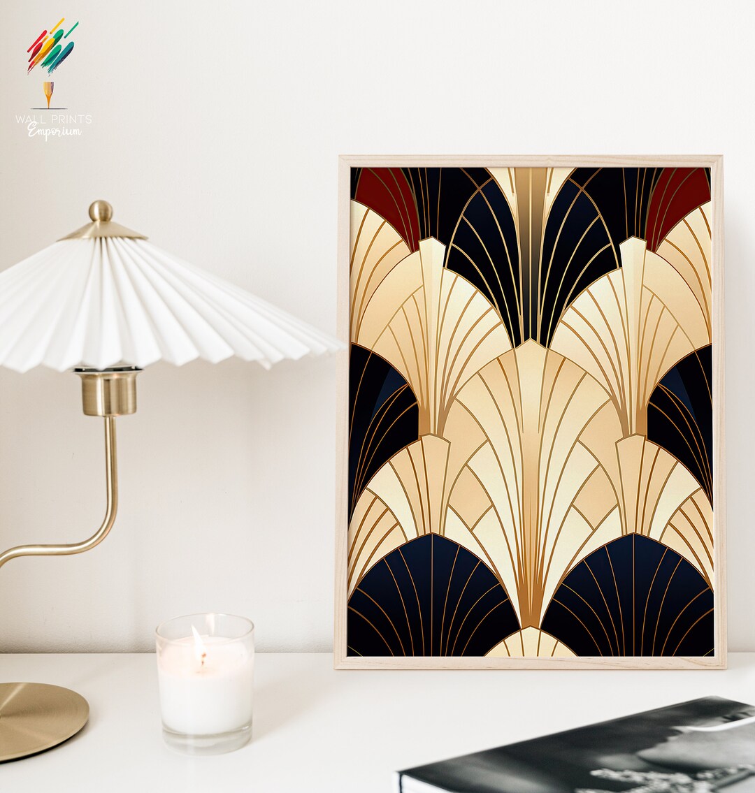 Print at Home, 1920s Wall Art, Navy Blue & Gold Art Deco Wall Art ...