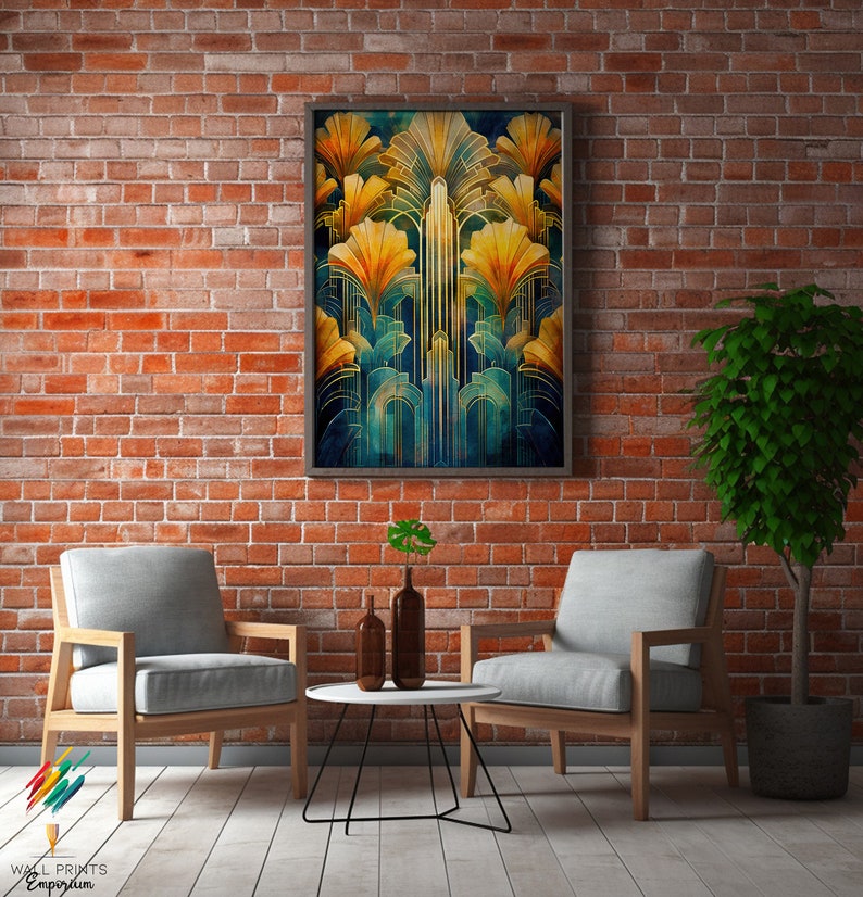Vintage Art Deco Prints Gold Art Deco Print Living Room Art - Etsy UK