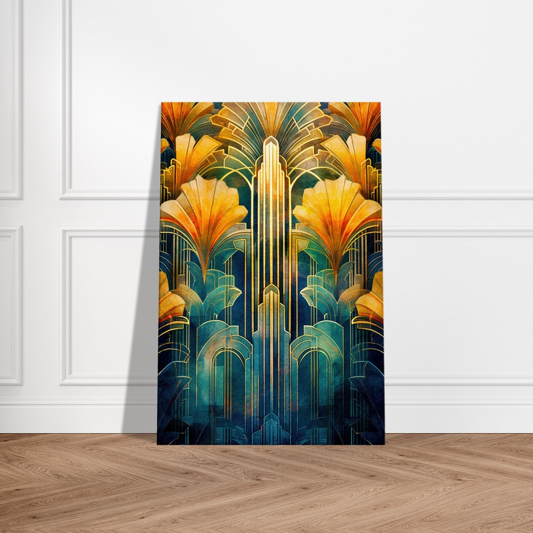 Vintage Art Deco Canvas Wall Art Print, Gold Art Deco Print, Living ...