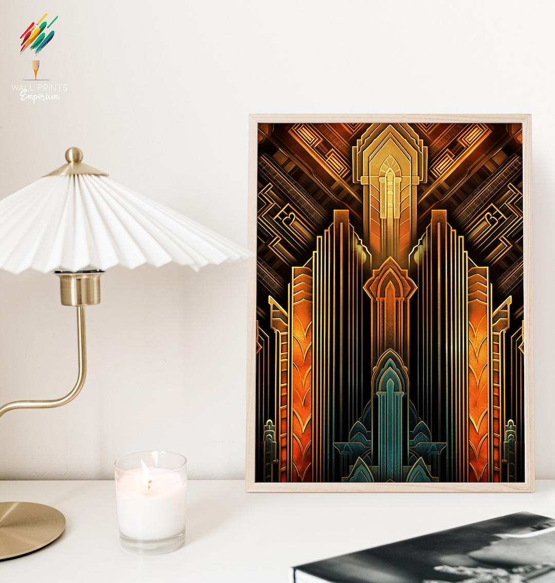 Print at Home, Teal Gold Art Deco, Living Room Art, Vintage Art Deco ...
