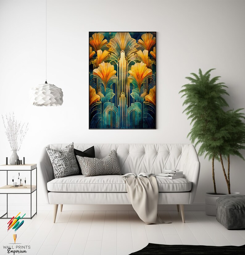 Vintage Art Deco Prints Gold Art Deco Print Living Room Art Etsy