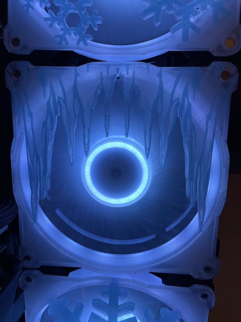 Ice Spikes RGB Fan Cover: Custom PC Game Mod, 120mm Magnet Grill - Etsy