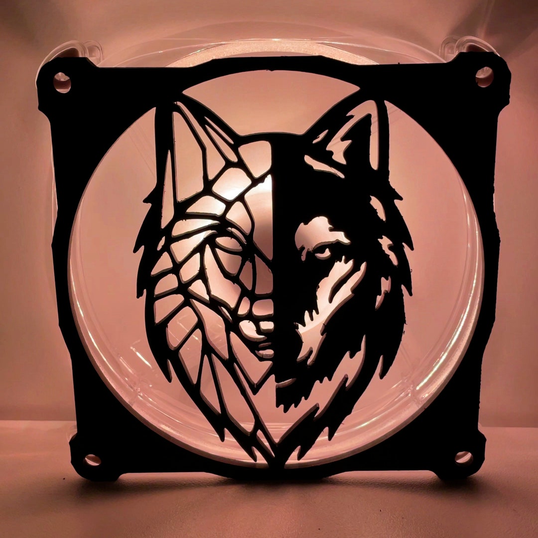 Poly Wolf Fan Cover 120mm RGB Fan Grill - Custom 3D Printed Gaming PC ...