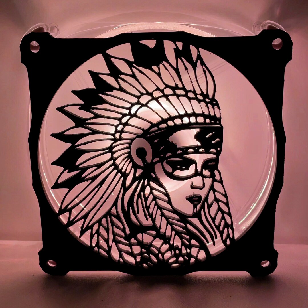 Native American Woman Fan Cover 120mm RGB Fan Grill - Custom 3D Printed ...