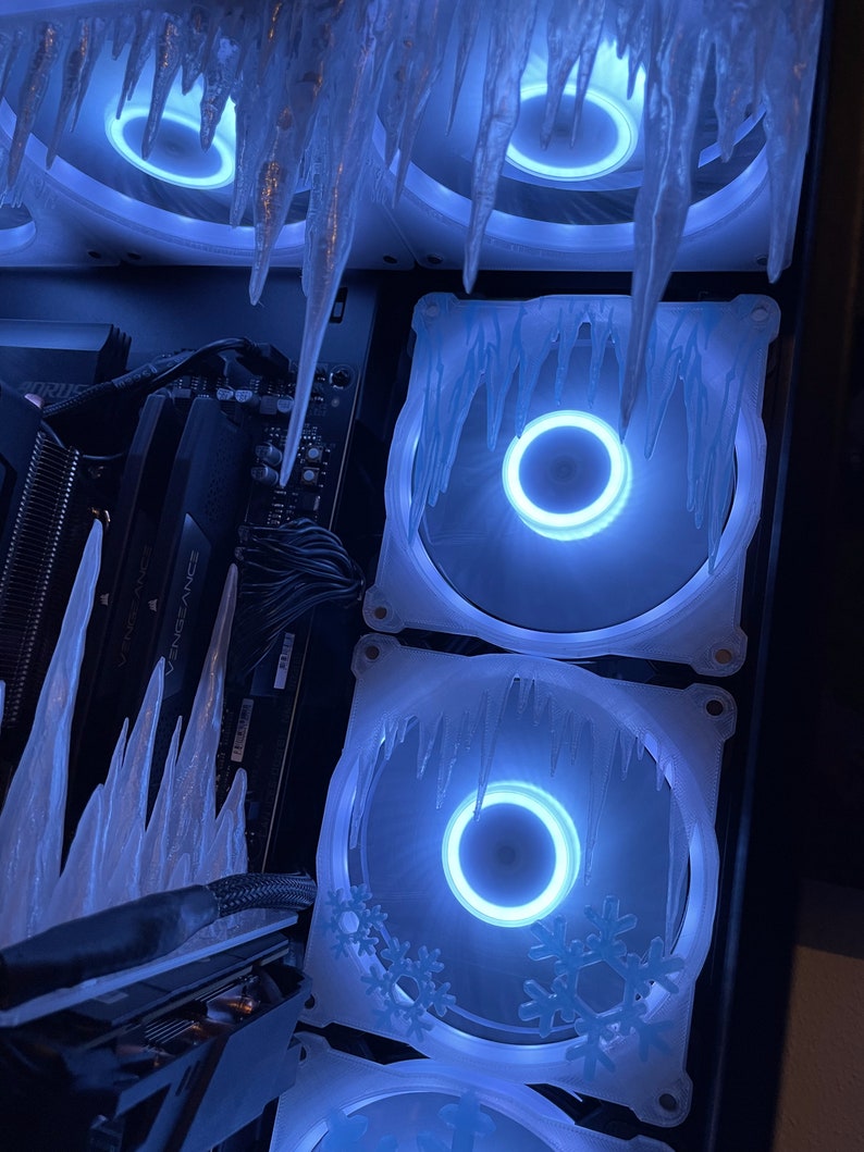 Ice Spikes RGB Fan Cover: Custom PC Game Mod, 120mm Magnet Grill - Etsy