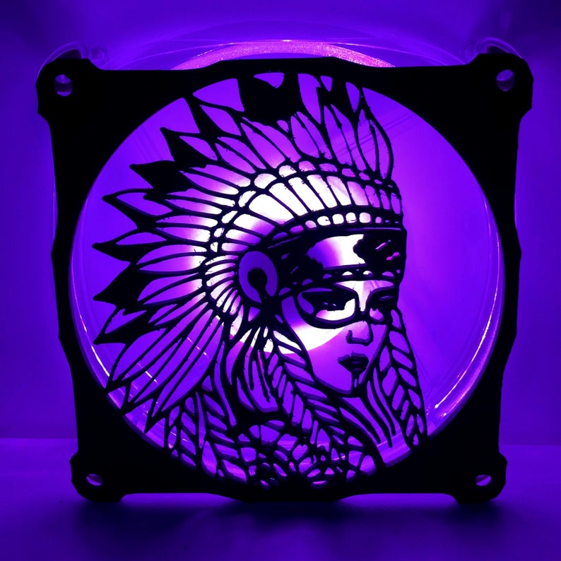 Native American Woman Fan Cover 120mm RGB Fan Grill Custom - Etsy