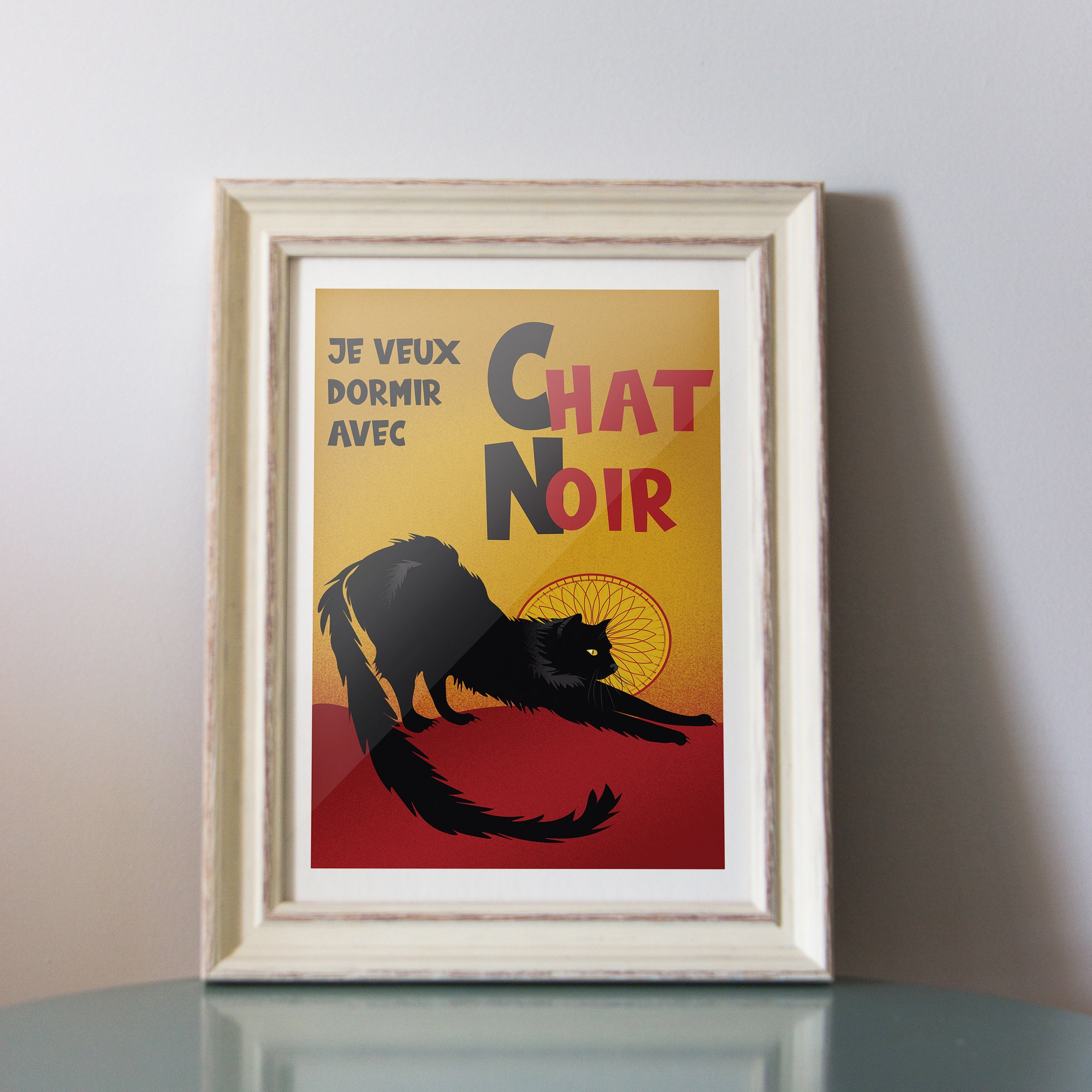 Le Chat Noir Wall Decor, Instant Download, Black Cat Wall Art, Chat ...