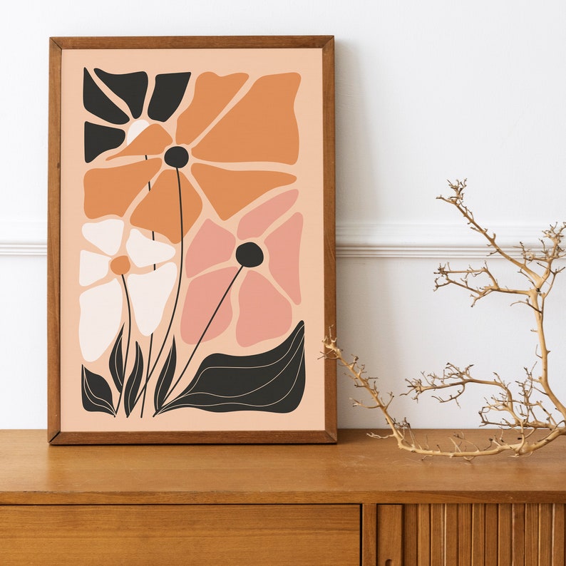 Abstract Botanical Flowers Poster Digital Download Wall Print Abstract ...