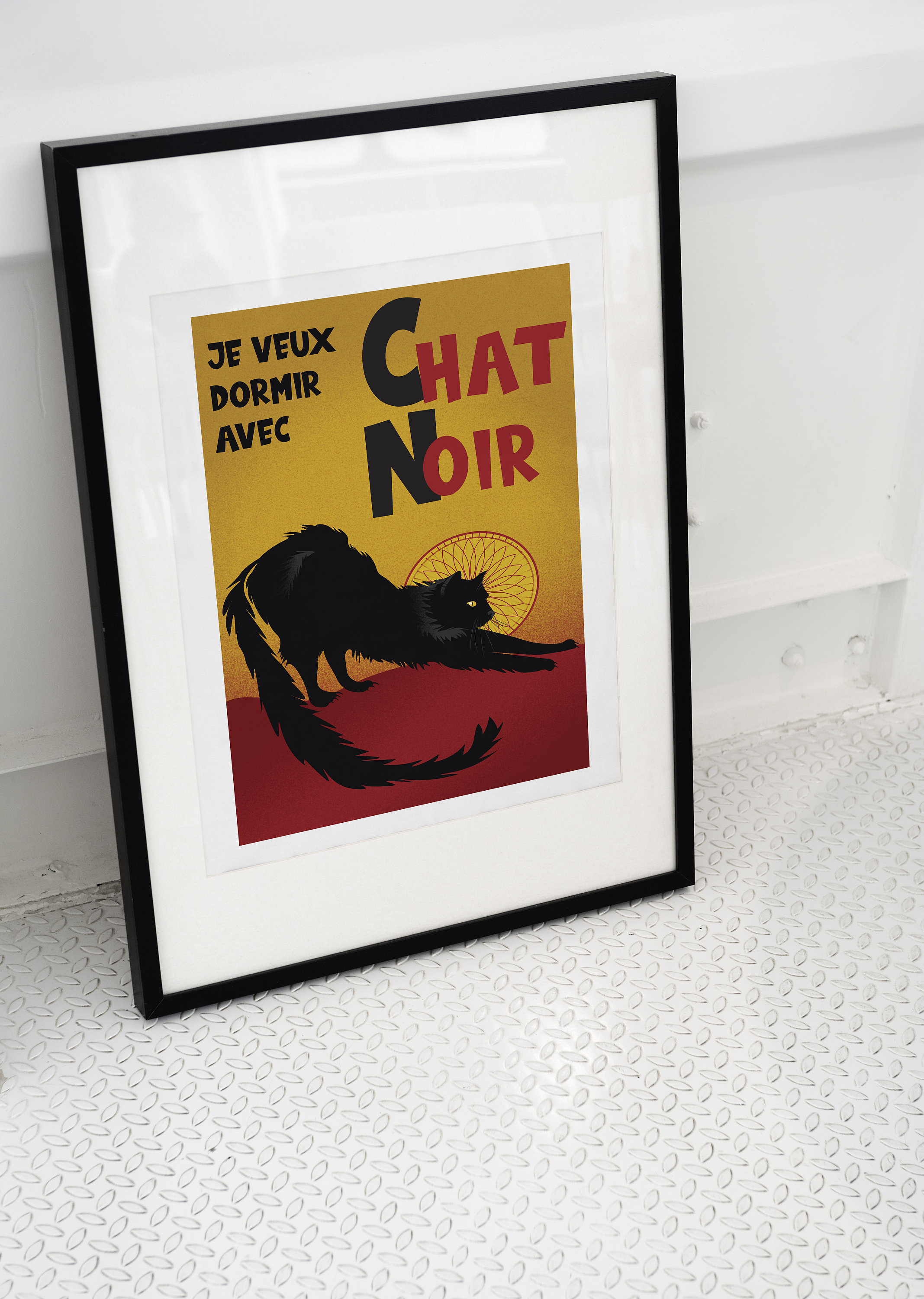 Le Chat Noir Wall Decor, Instant Download, Black Cat Wall Art, Chat ...