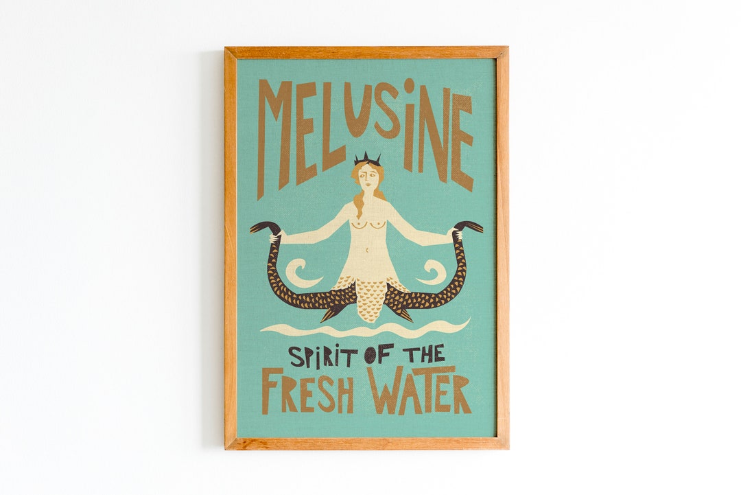 Melusine Mermaid Fairy Mélusine Siren Illustration Print Ocean Drawing ...