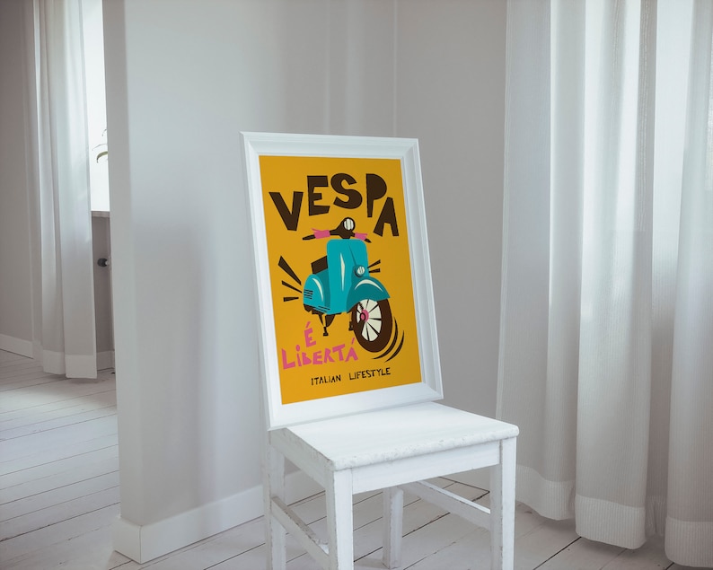 Vespa Wall Art Print, Instant Download, Retro Vespa Poster (Download ...