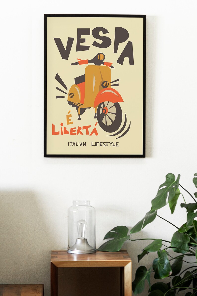 Vespa Wall Art Print Instant Download Retro Vespa Poster - Etsy
