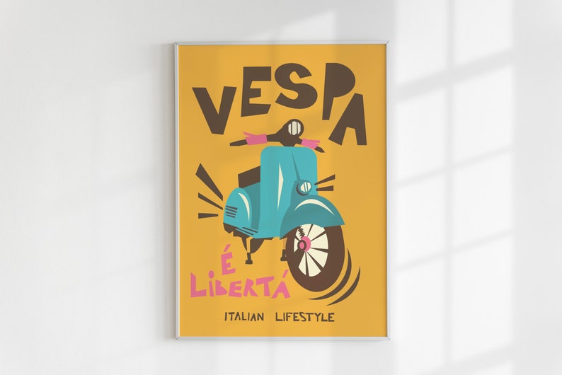 Vespa Wall Art Print, Instant Download, Retro Vespa Poster (Download ...