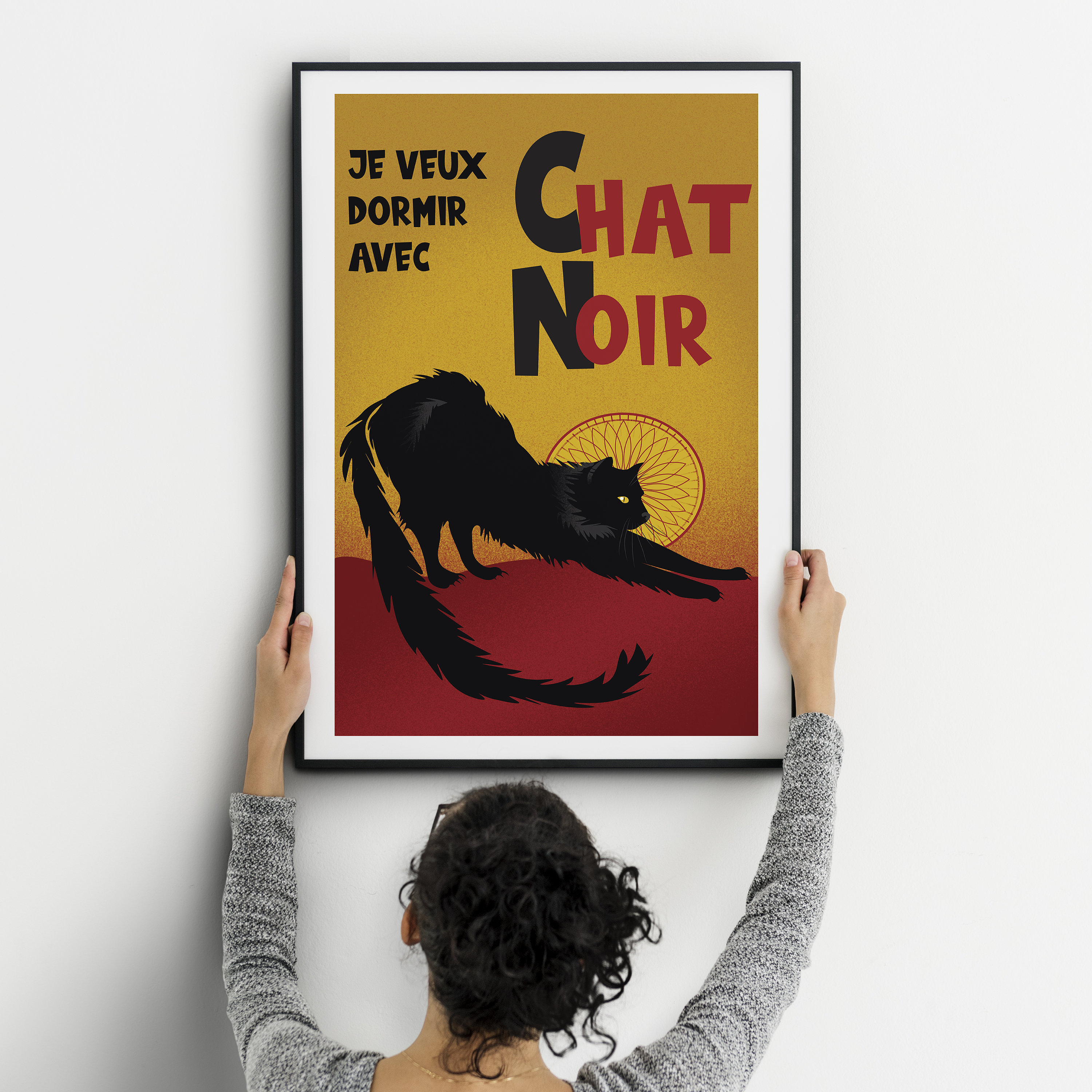 Le Chat Noir Wall Decor, Instant Download, Black Cat Wall Art, Chat ...