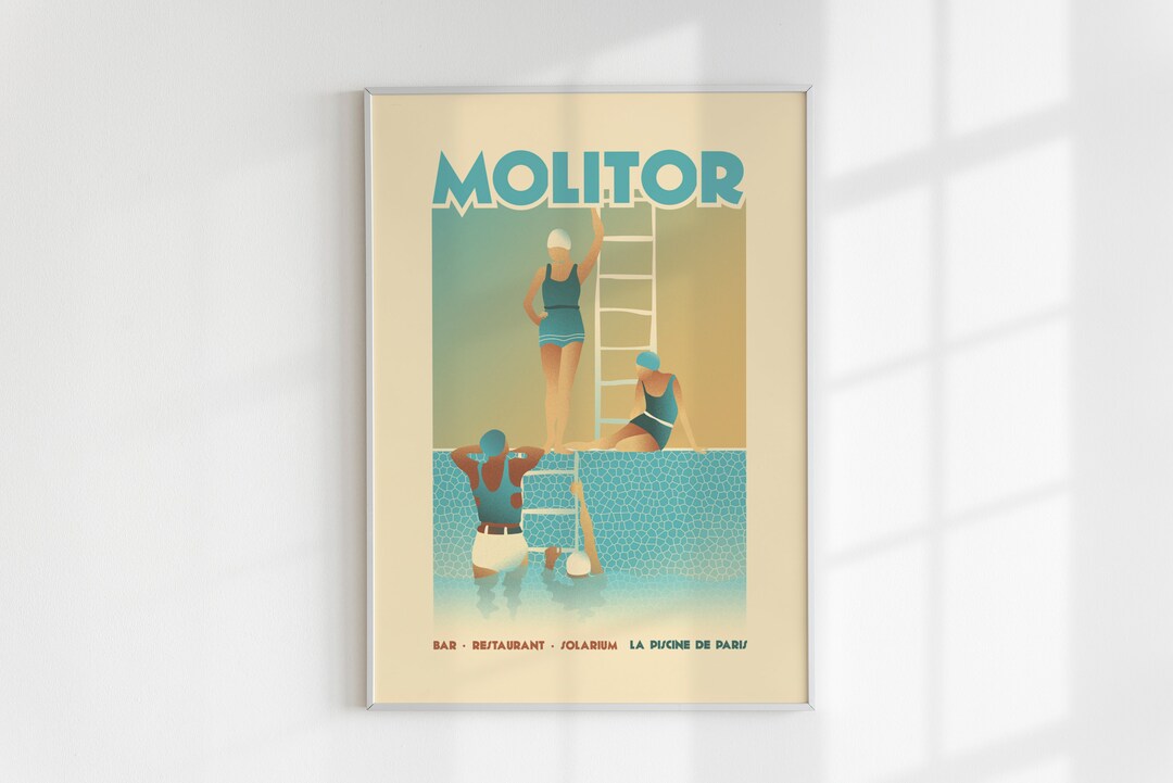 Swimmers Minimalist Artwork Swimming Pool Art Blue Aesthetic Poster ...