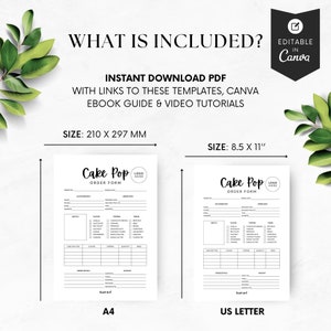 Printable Cakepop Order Form, Cake Pop Templates for Canva, Cakesicles ...