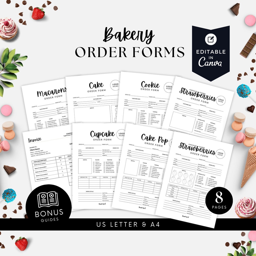 Bakery Business Template Bundle, Wedding Cake Order Sheet Templates ...