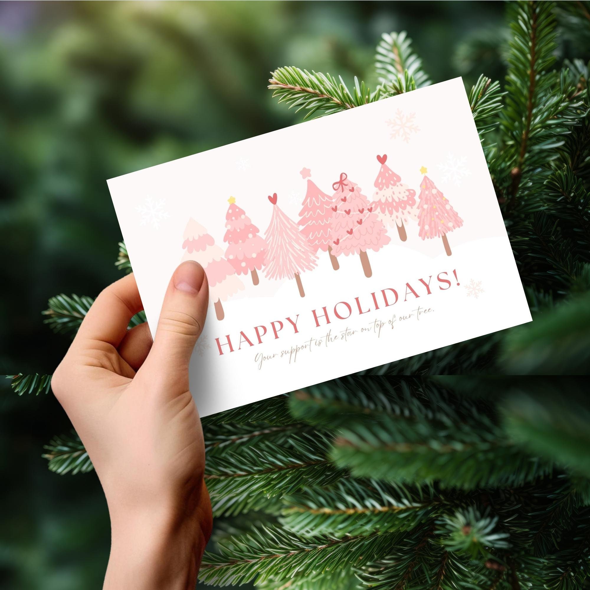 Pink Christmas Thank You Card Small Business Editable Canva Template ...