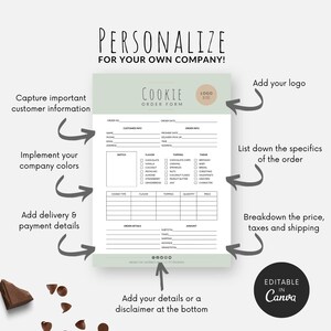Pastel Cookie Order Form Editable Canva Template, Custom Biscuit ...