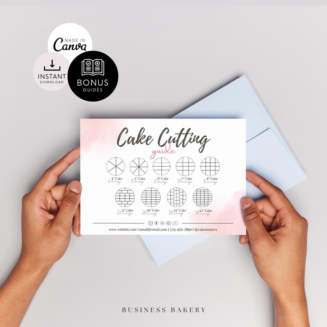 Round Cake Cutting Guide Digital Download Bakery Template Baker ...