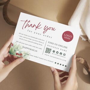 Traditional Christmas Thank You Card Small Business DIY Holiday ...