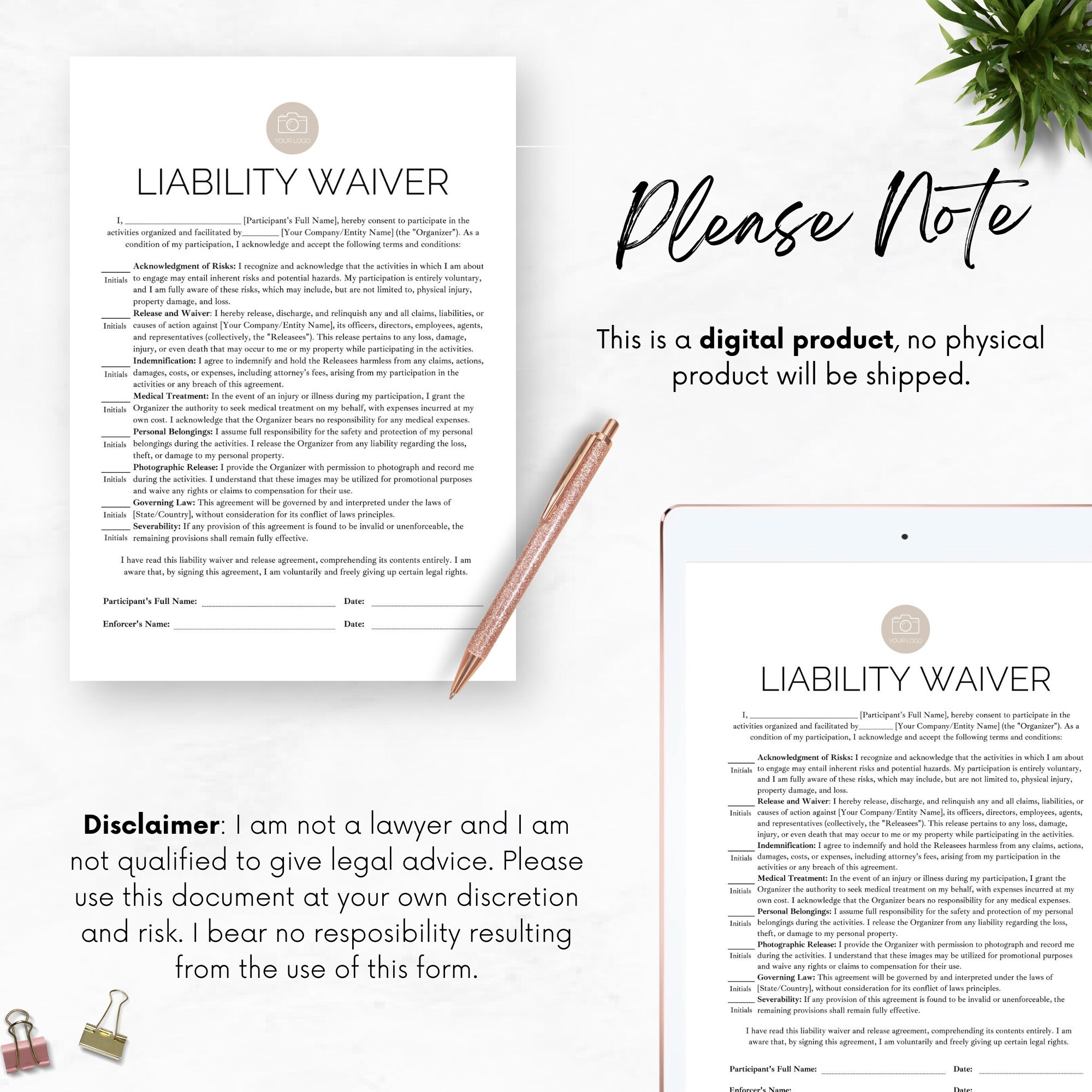 Bounce House Waiver Men Liability Waiver Form Risk Acknowledgment Legal ...