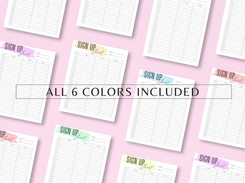 Editable Sign up Sheet I Sign up Template I Registration Sign up I A4 ...