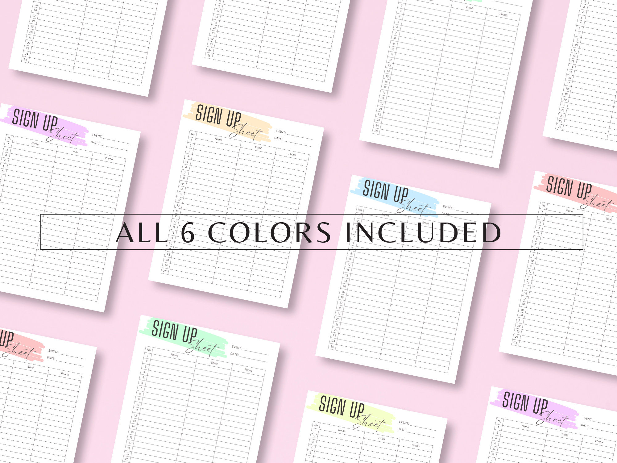 Editable Sign up Sheet I Sign up Template I Registration Sign up I A4 ...