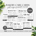 Editable Bakery Care Cards, Minimalist Cake Care Instructions Card ...