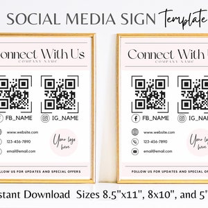 Custom QR Code Sign I Connect With Us I Follow Us Sign I Social Media ...