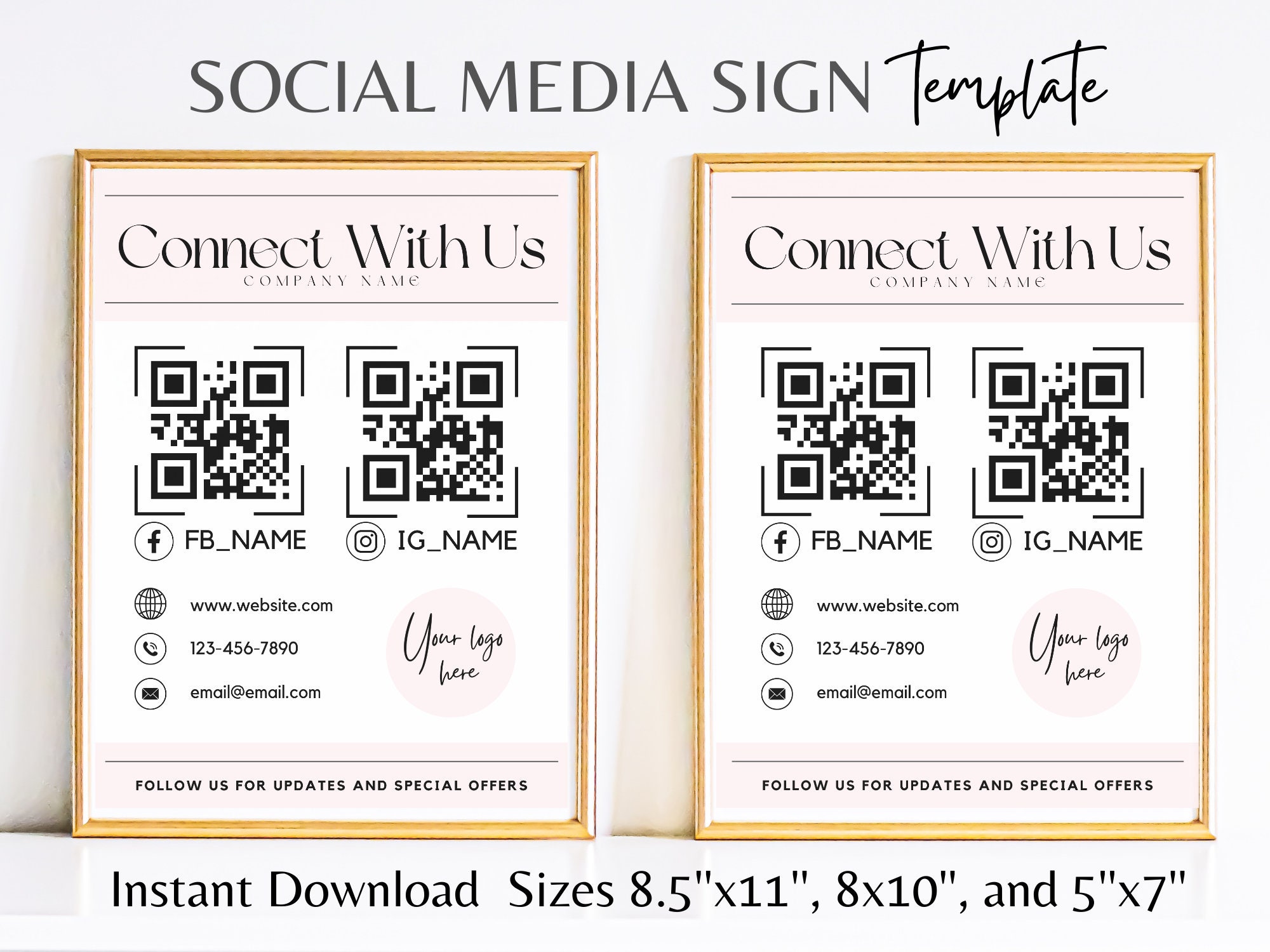 Custom QR Code Sign I Connect With Us I Follow Us Sign I Social Media ...