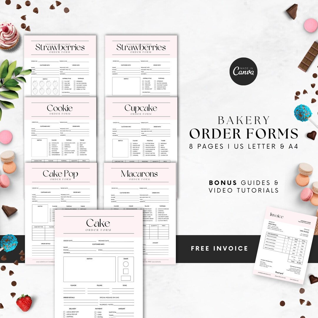 Bakery Business Template Bundle, Wedding Cake Order Sheet Templates ...