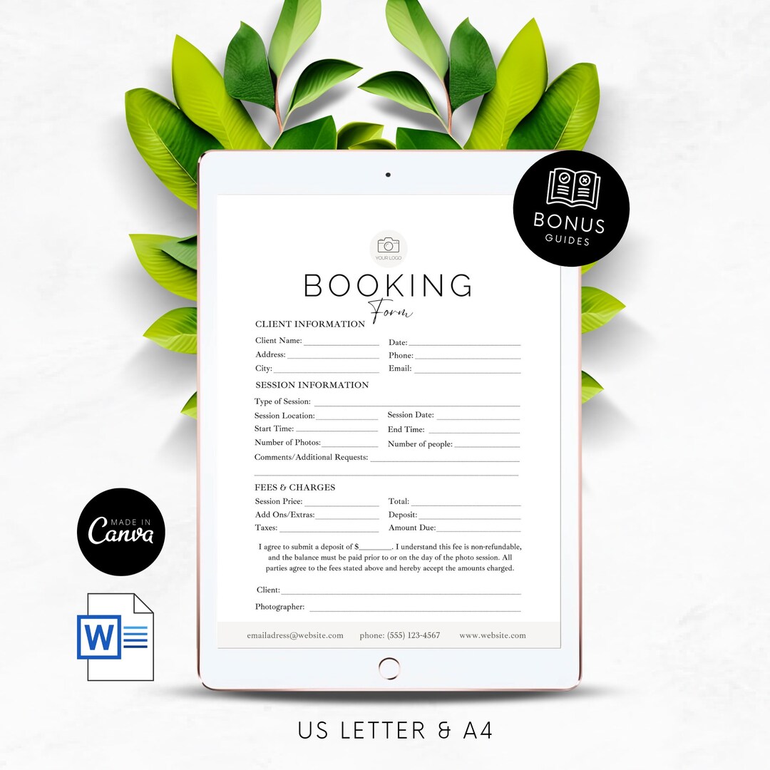 Client Booking Form for Photographer Mini Session Wedding and Event ...