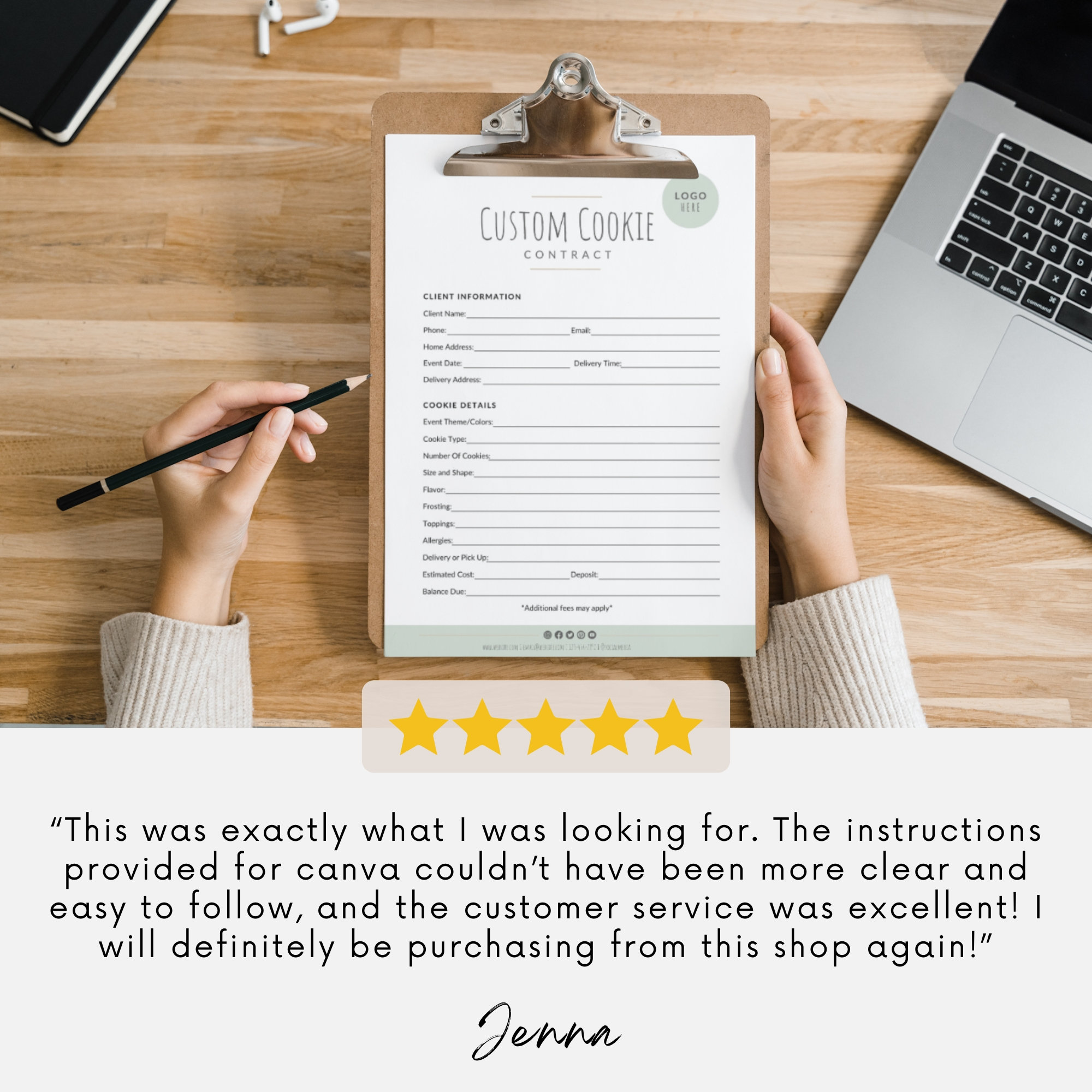 Editable Cookie Contract Template, Printable Bakery Biscuit Agreement ...