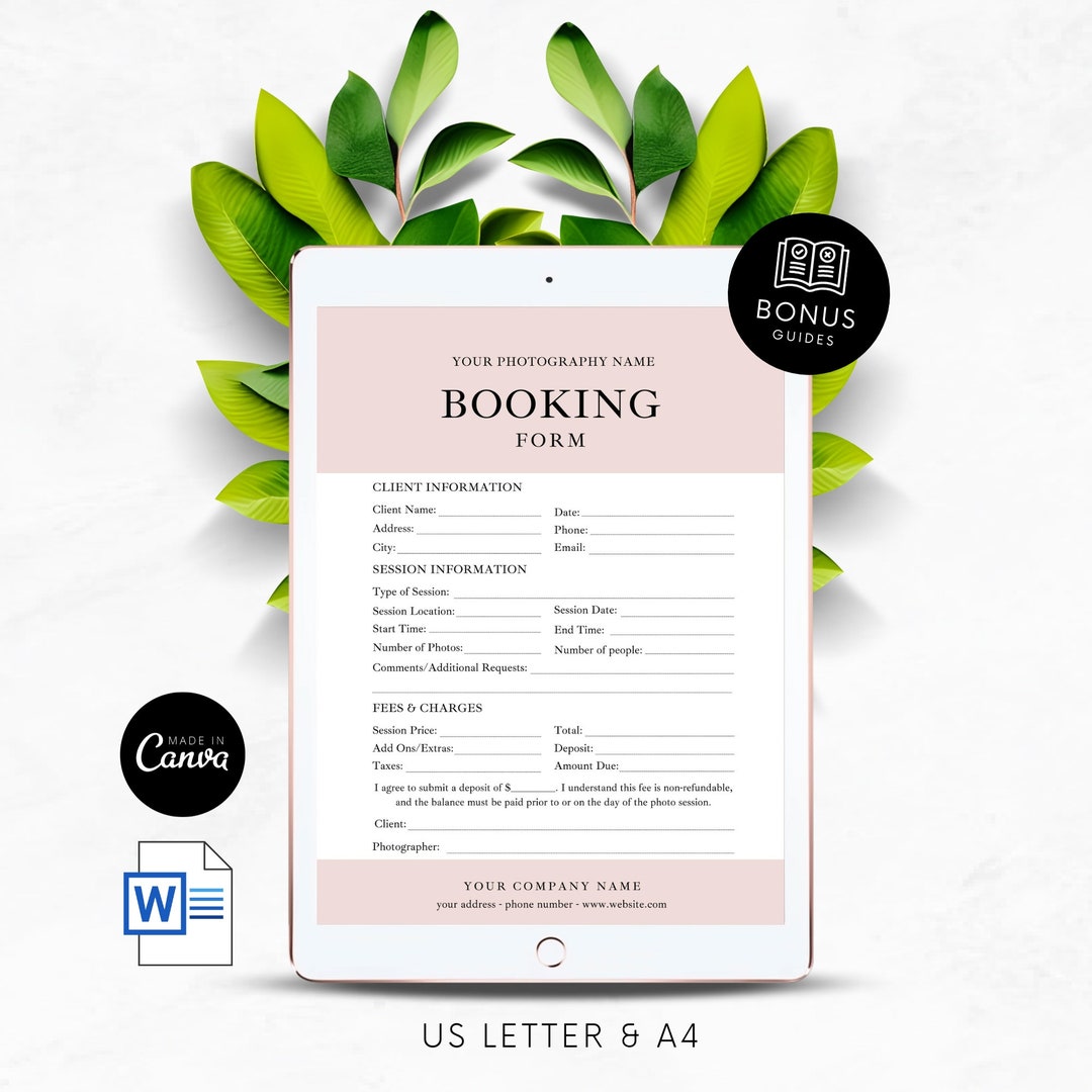 Client Booking Form for Photographer Mini Session Wedding and Event ...