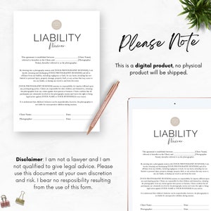 Legal Liability Waiver Template for Photographers Waiver and Release ...