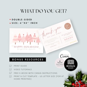 Pink Christmas Thank You Card Small Business Editable Canva Template ...