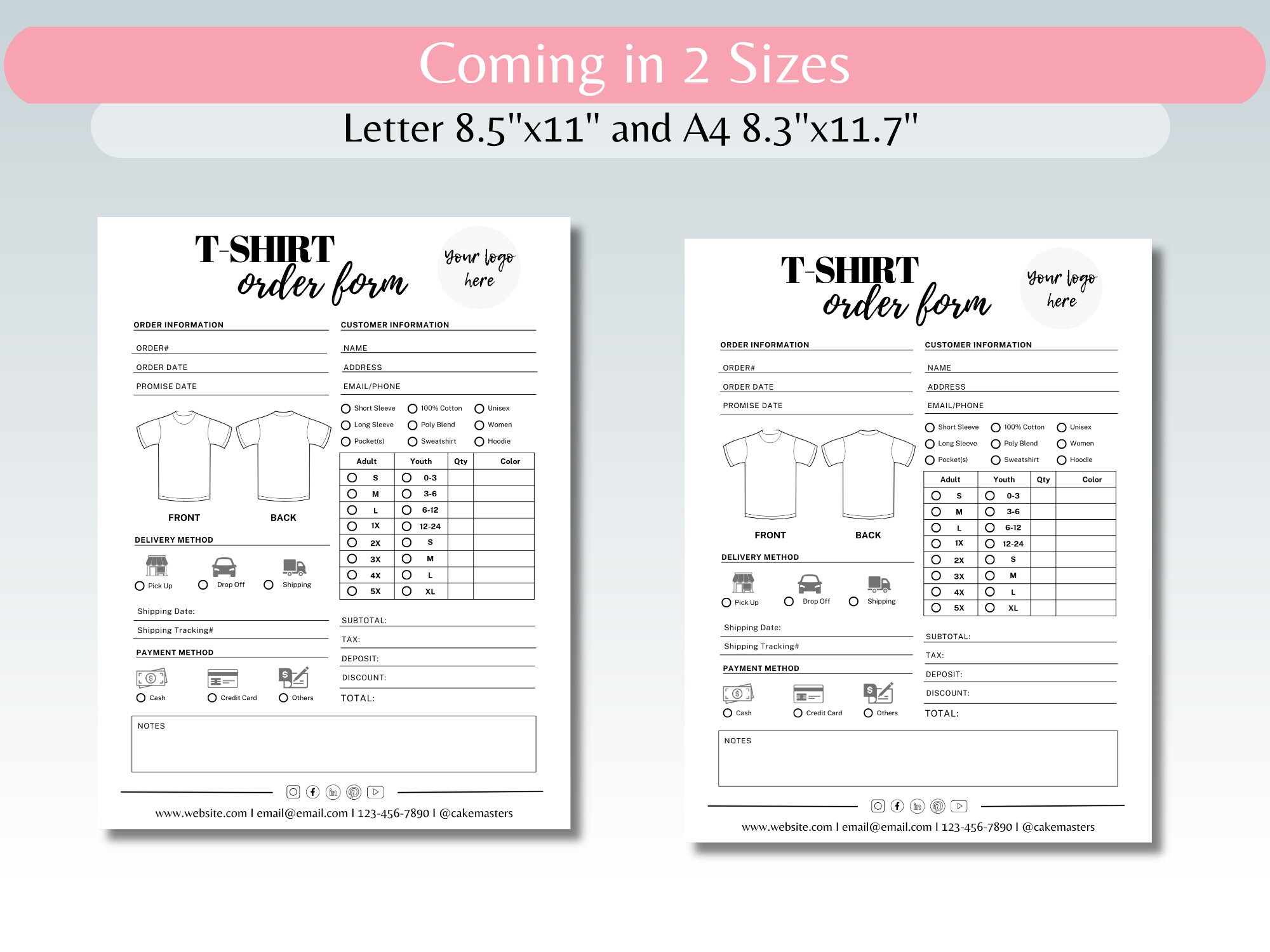 Tshirt Order Form Template I Custom Order Form Editable in - Etsy