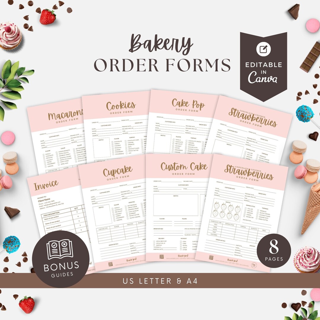 Bakery Business Template Bundle, Wedding Cake Order Sheet Templates ...