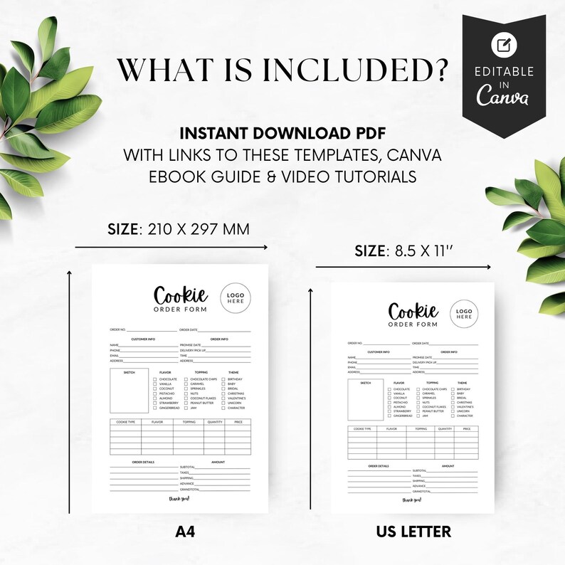 Cookie Order Form Editable Template, Custom Biscuit Purchase Form for ...