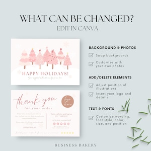 Pink Christmas Thank You Card Small Business Editable Canva Template ...