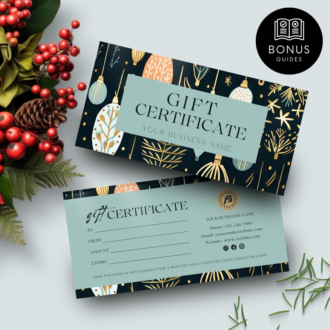 Christmas Gift Vaucher Template for Small Business Gift Certificate ...