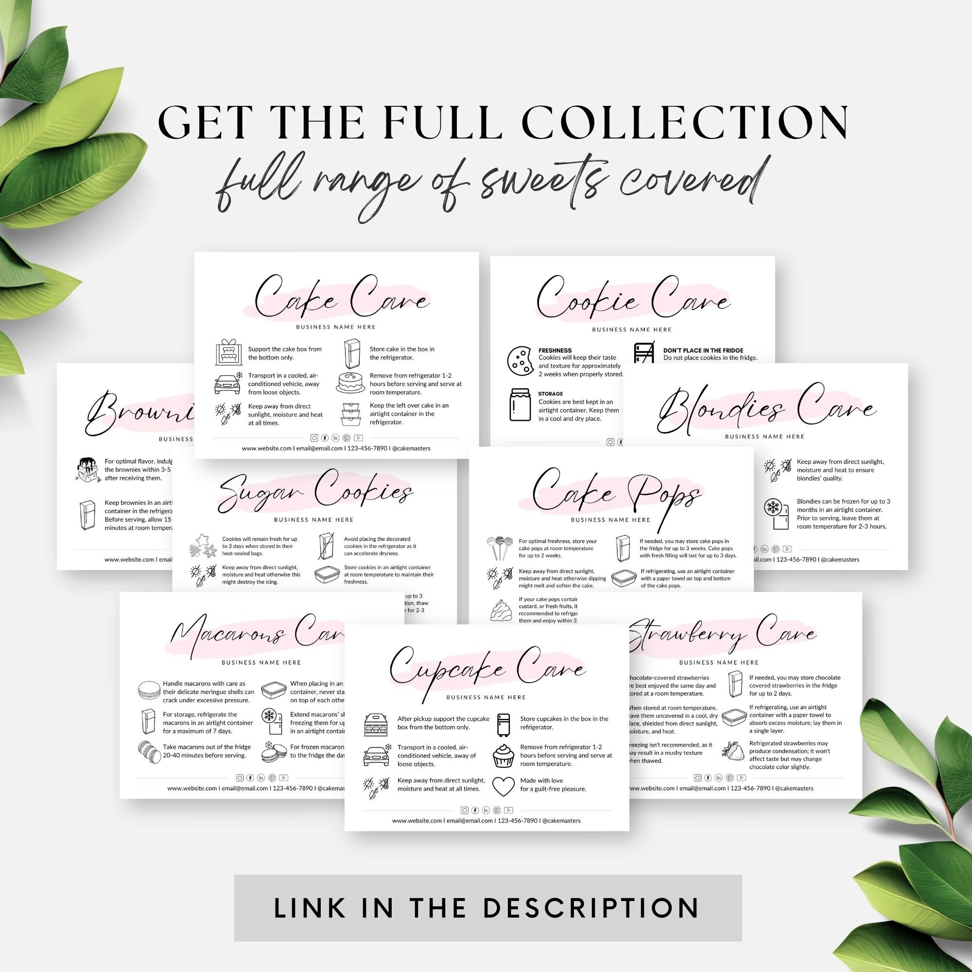 Sugar Cookie Care Card Template, Decorated Cookie Care Instructions ...