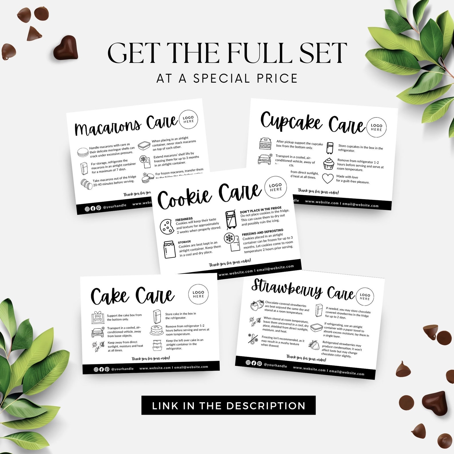 Cookie Care Template, Biscuit Care Guide, Cookie Instruction Card ...