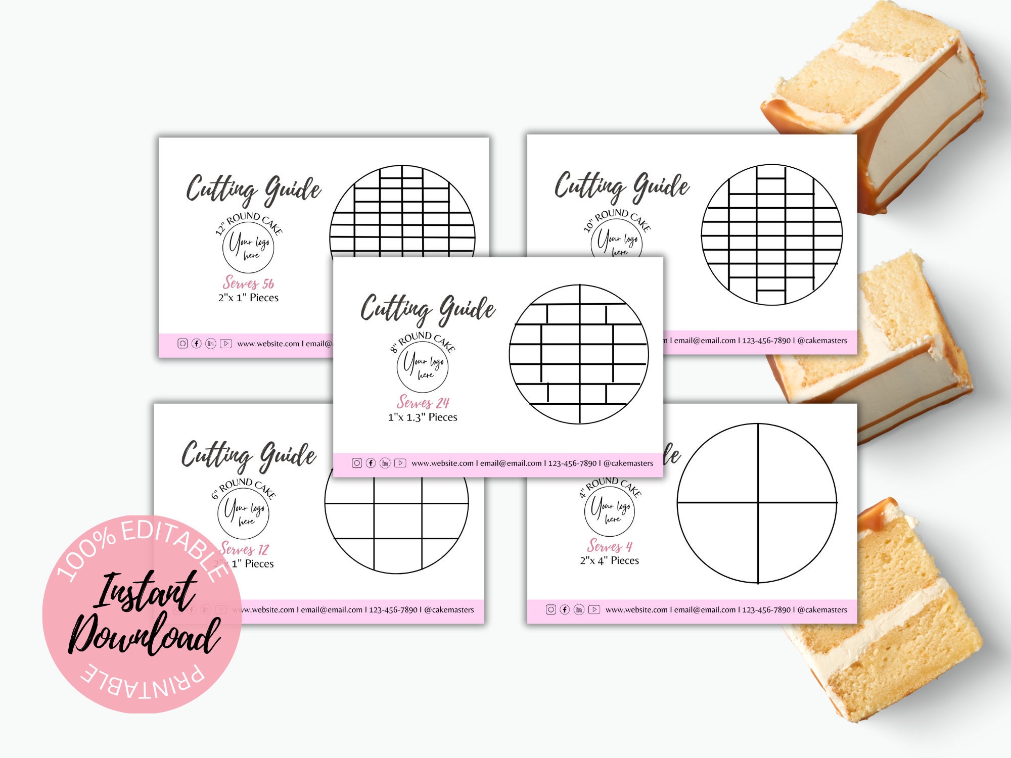 Round Cake Cutting Guide Digital Download Baker Instructions Tiered ...