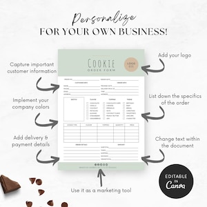 Cookie Contract and Order Form Template, Custom Bakery Agreement Form ...