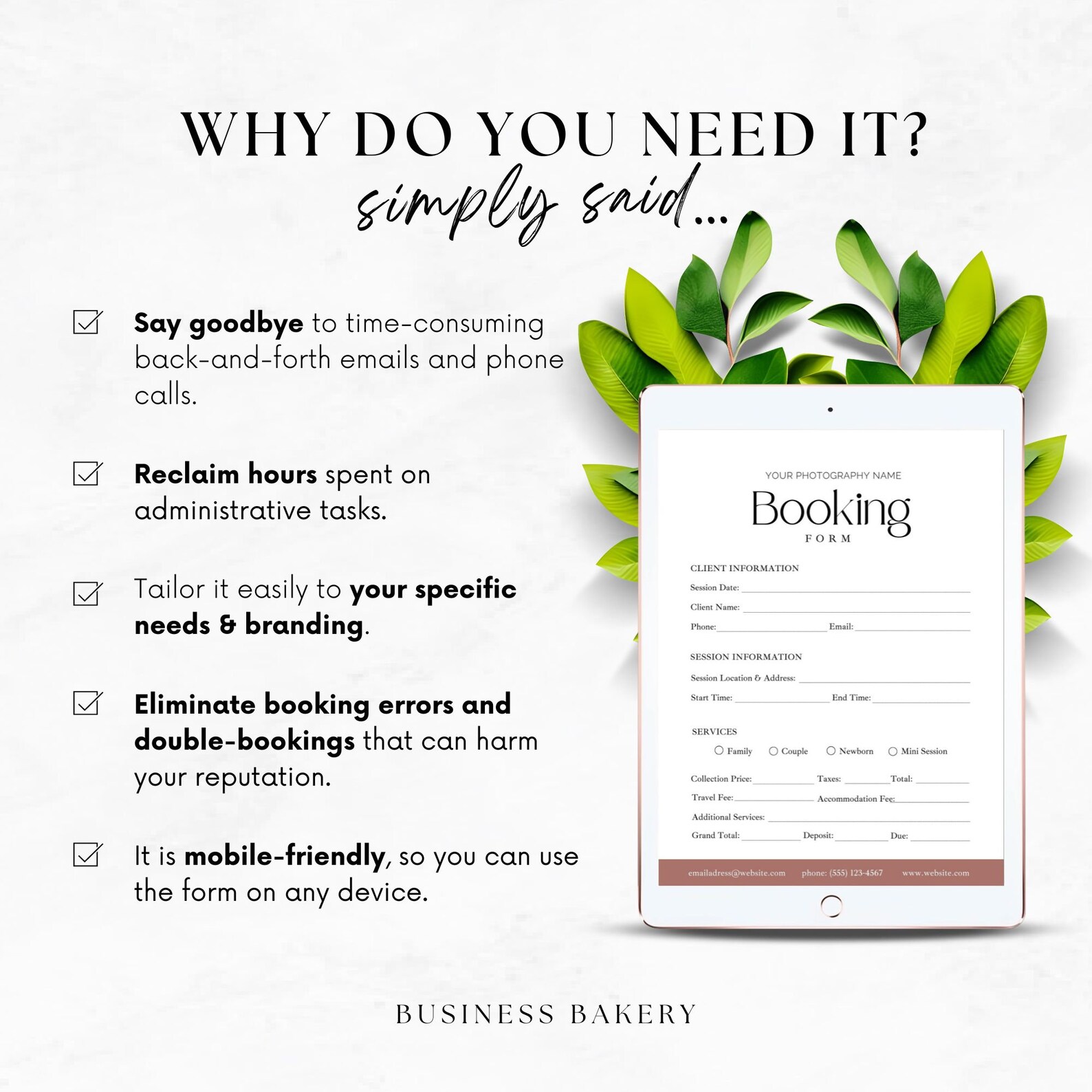 Photography Booking Form for Client Mini Session Editable Canva ...