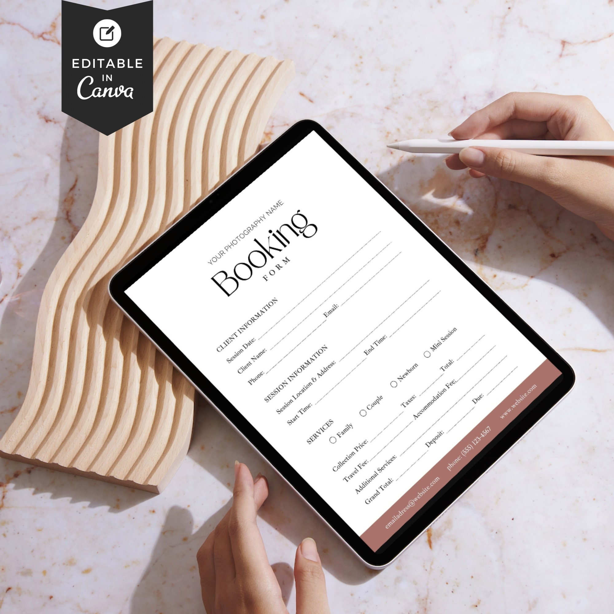 Photography Booking Form for Client Mini Session Editable Canva ...
