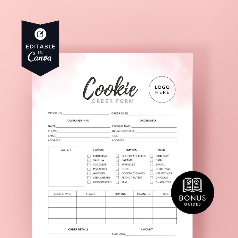 Cookie Order Form - Etsy