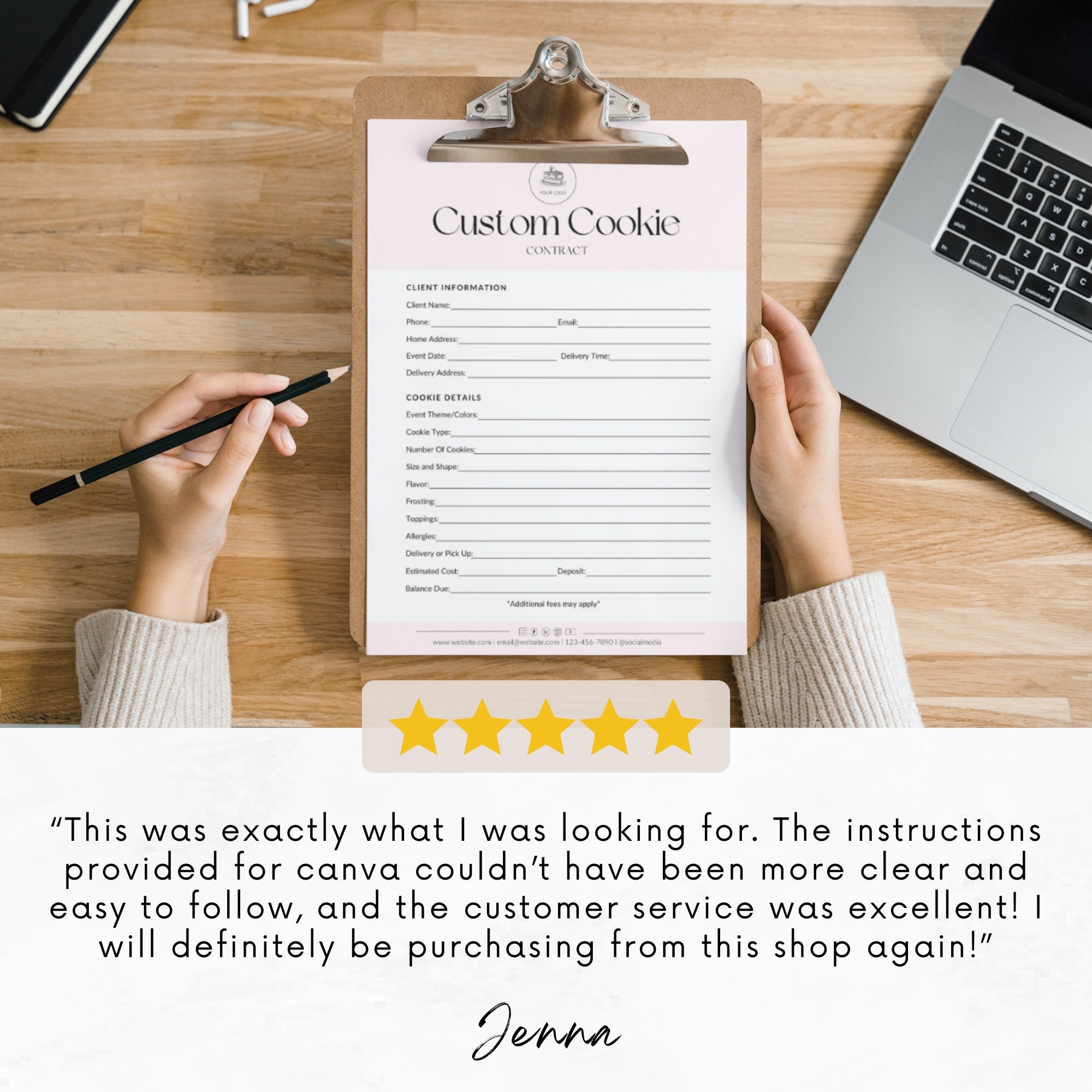 Cookie Contract and Order Form Template, Custom Bakery Agreement Form ...